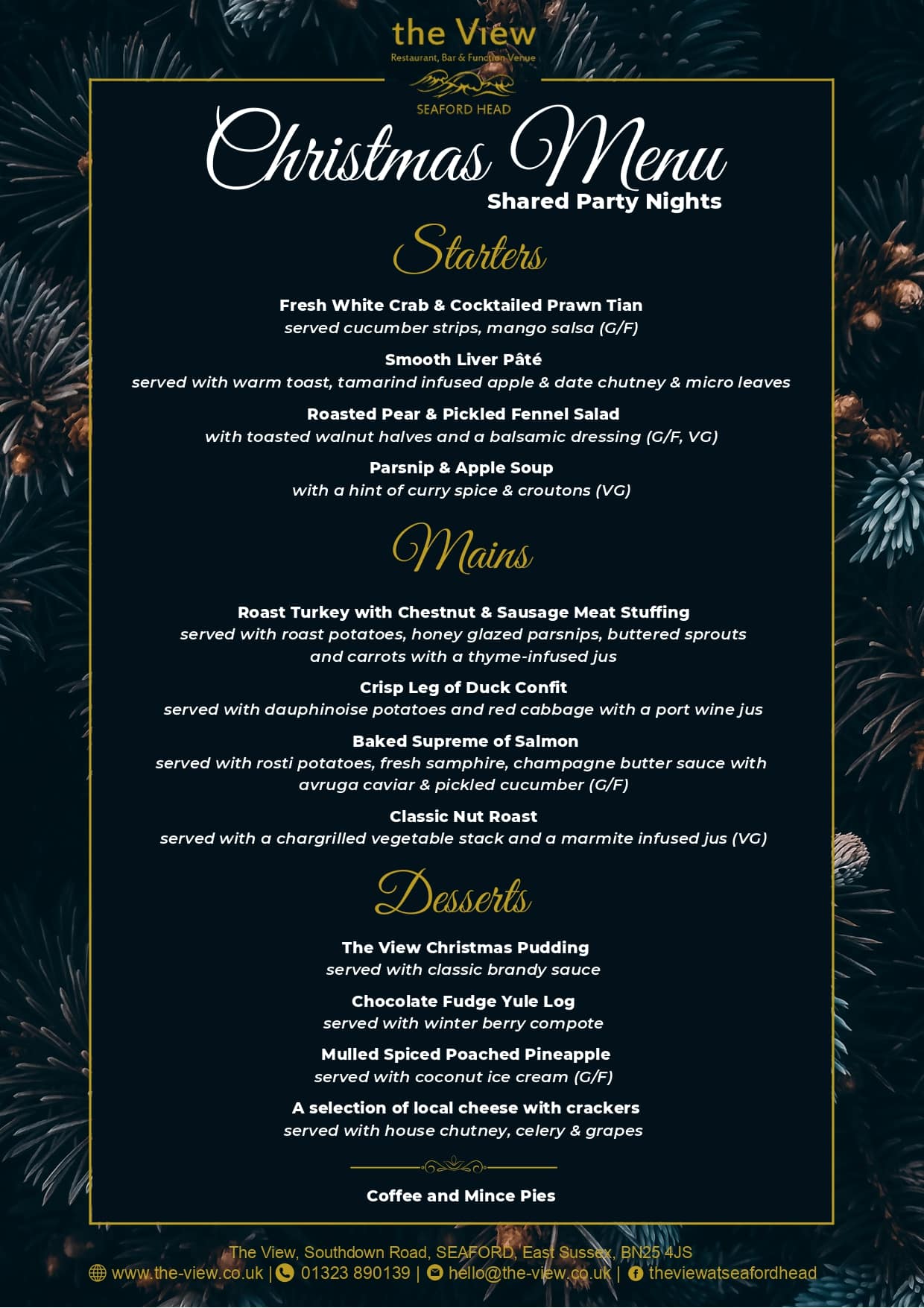 Food and Drink | The View at Seaford Head